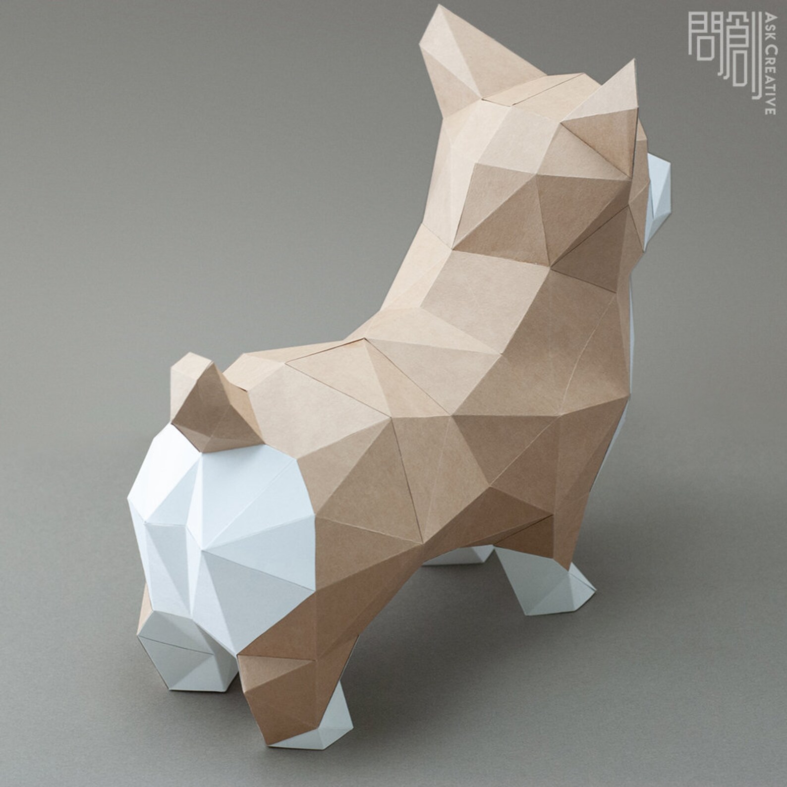 Corgi Paper Model ,papercraft , DIY , Low Poly , PDF Papercraft , Corgi ...
