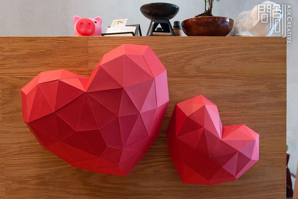 2 Hearts Set papercraft DIY Low Poly PDF Papercraft | Etsy
