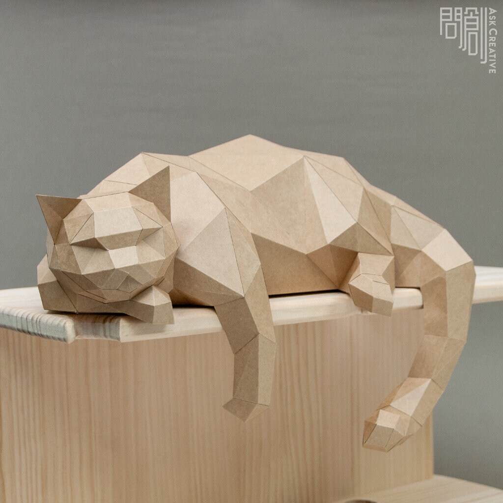 Lazy Paper Model Papercraft DIY Low Poly Fat Cat Model | Etsy