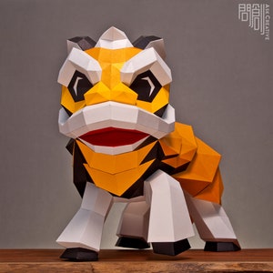 Gold Dance Lion,papercraft , DIY , Low Poly , PDF Papercraft , Dance ...