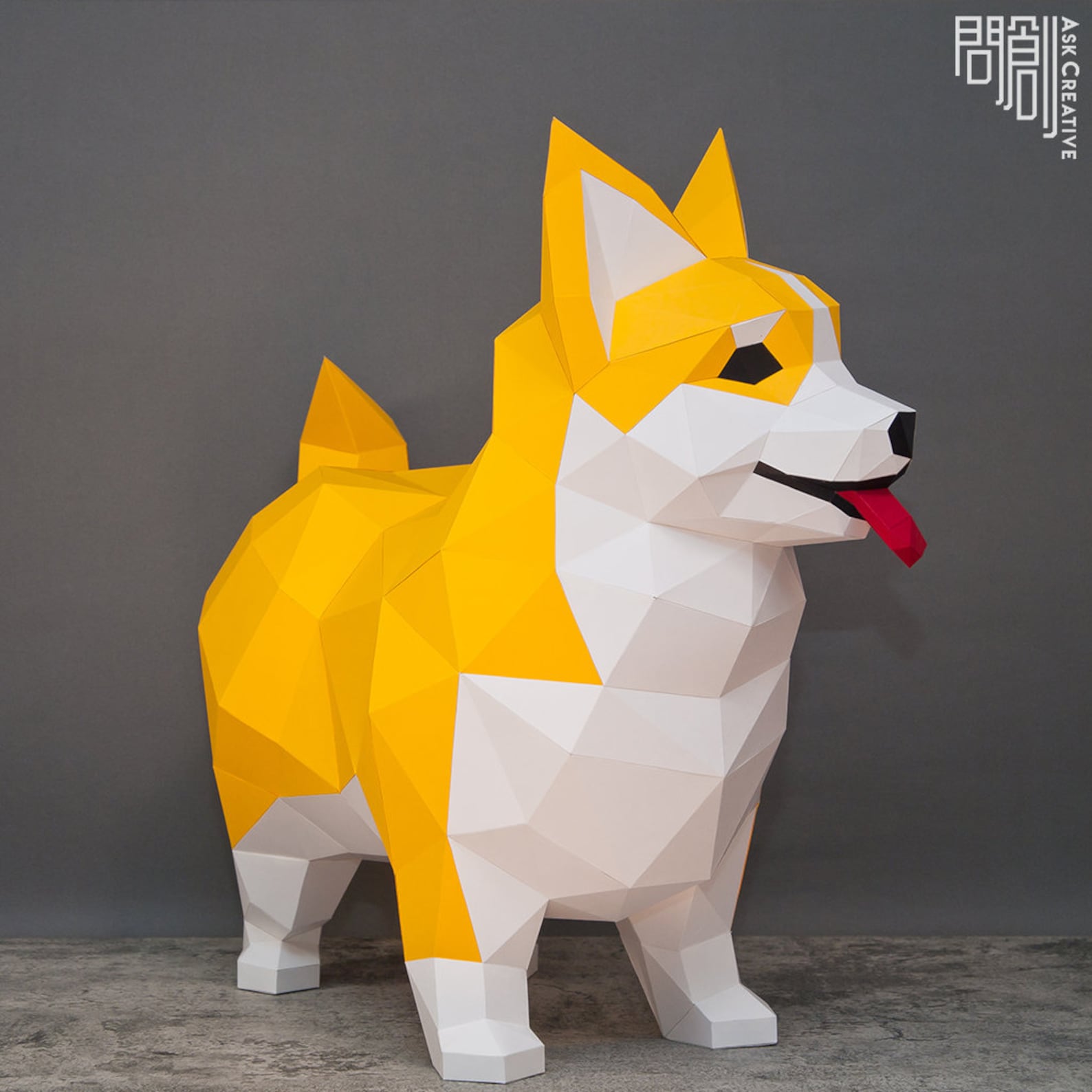 Real Size Corgi Paper Model papercraft DIY Low Poly PDF - Etsy