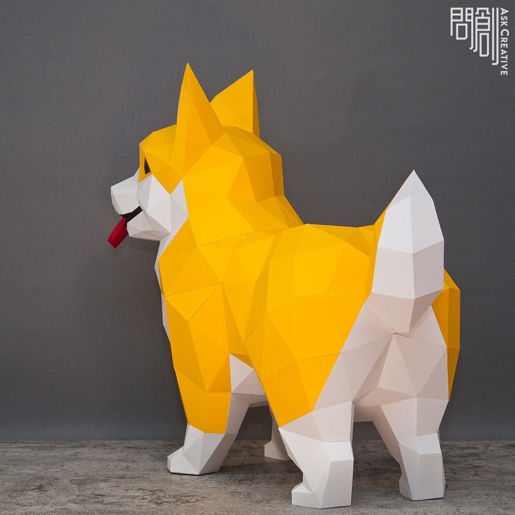 Real Size Corgi Paper Model papercraft DIY Low Poly PDF - Etsy