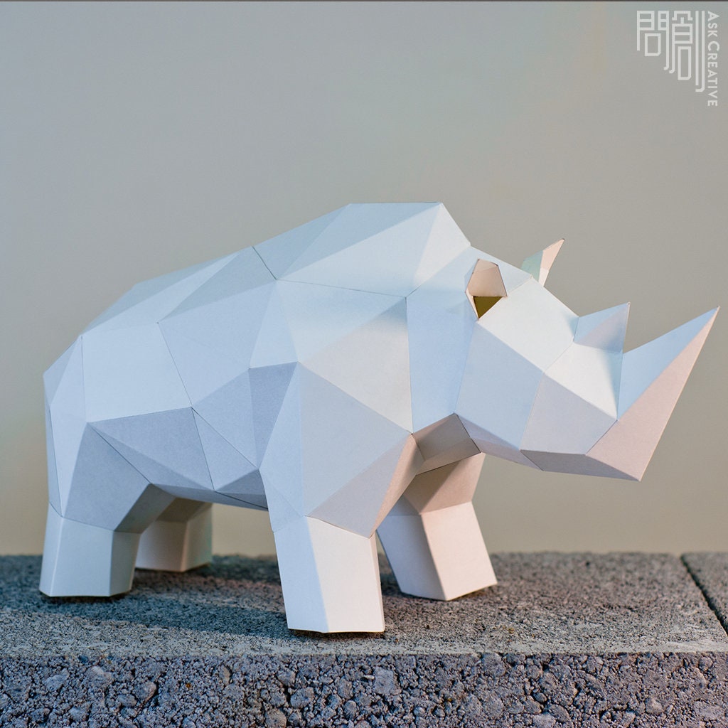 Rhino Paper Model papercraft DIY Low Poly PDF - Etsy Australia