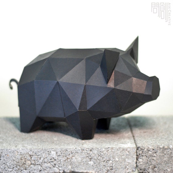 Piggy Paper Model Papercraft DIY Low Poly Piggy Model | Etsy Australia