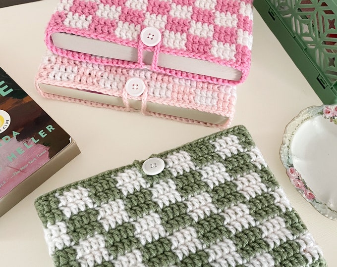 Crochet Checkered Book Sleeve - Etsy