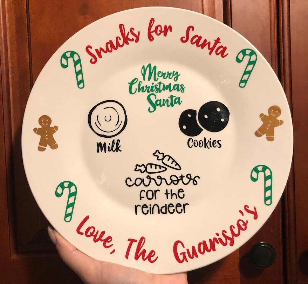 Custom Santa Cookie Plate Set | Santa Milk Jug and Santa Plate With ...