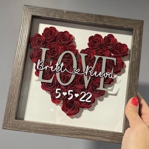 Heart Flower Shadow Box | Mother’s Day Shadow Box | Personalized Heart ...