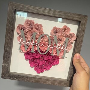 Heart Flower Shadow Box | Mother’s Day Shadow Box | Personalized Heart ...