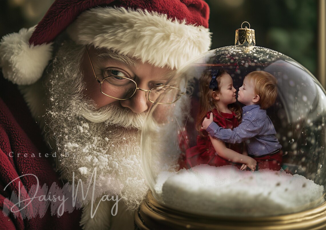 Santa Globe Digital Background for Child or Newborn Christmas Backdrop ...