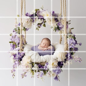 Digital Backdrop Stunning Purple Flower Hanging Cradle Backdrop Newborn ...