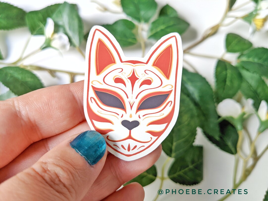 Kitsune Mask Sticker: Waterproof Japanese Fox Spirit Die-cut - Etsy