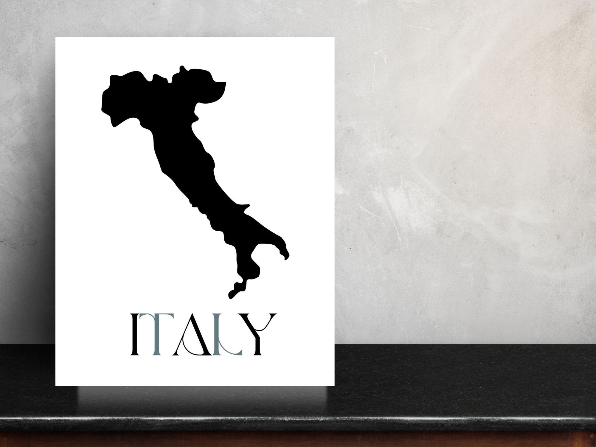 Italy Map Poster, Italia Map, Italian Peninsula Map, Black & White ...
