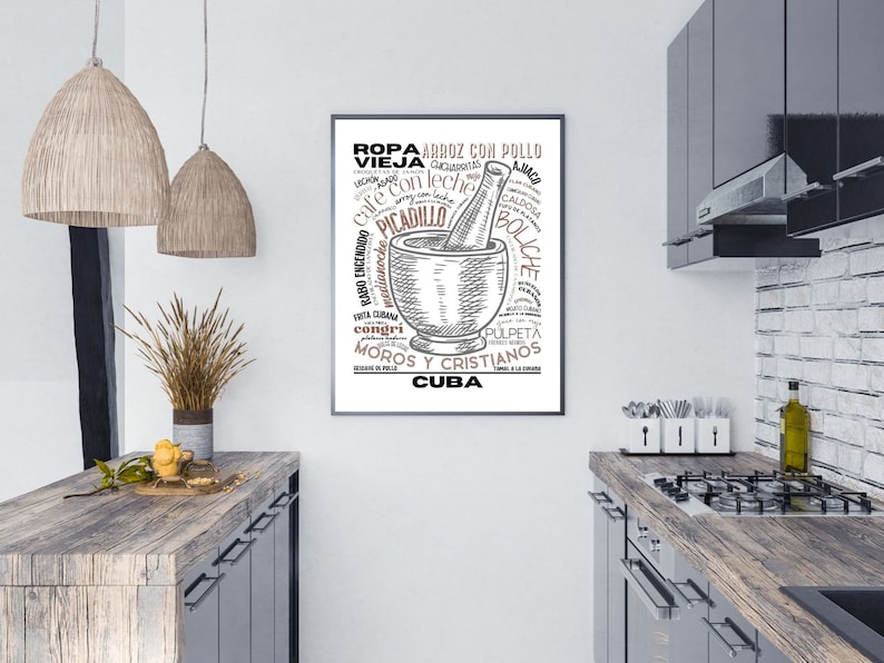 Cuba, Cuban Kitchen Art, Cuban Food Print, Cuban Home Decor, Cuban Wall ...