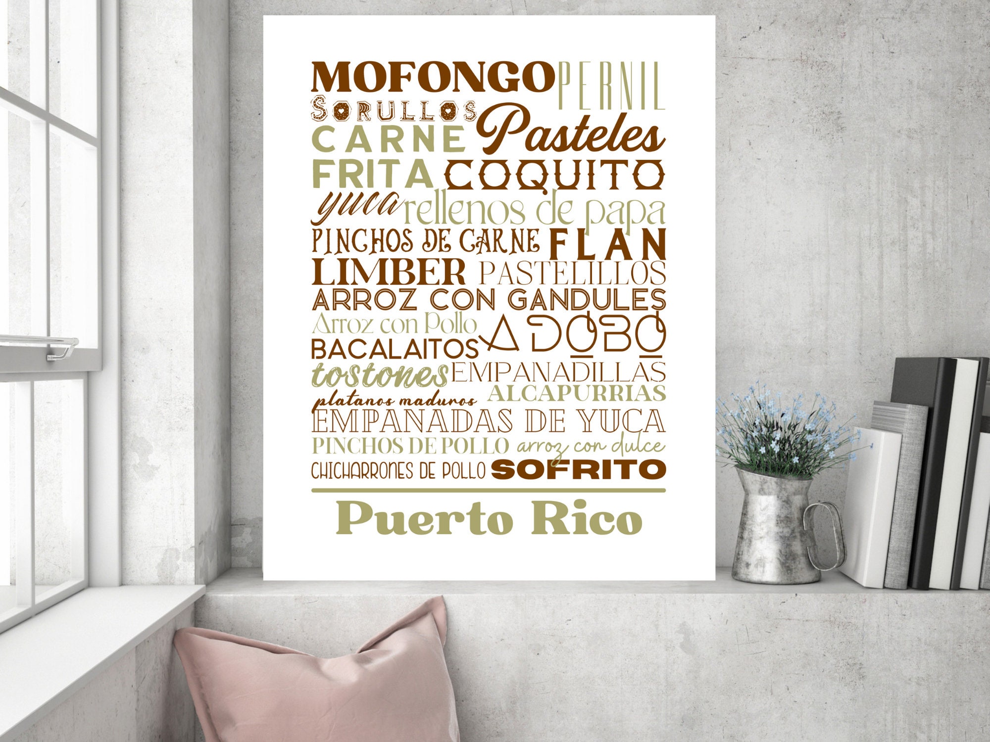 Puerto Rican Food Word Art Sign Poster, Puerto Rico Subway Art, Boricua ...