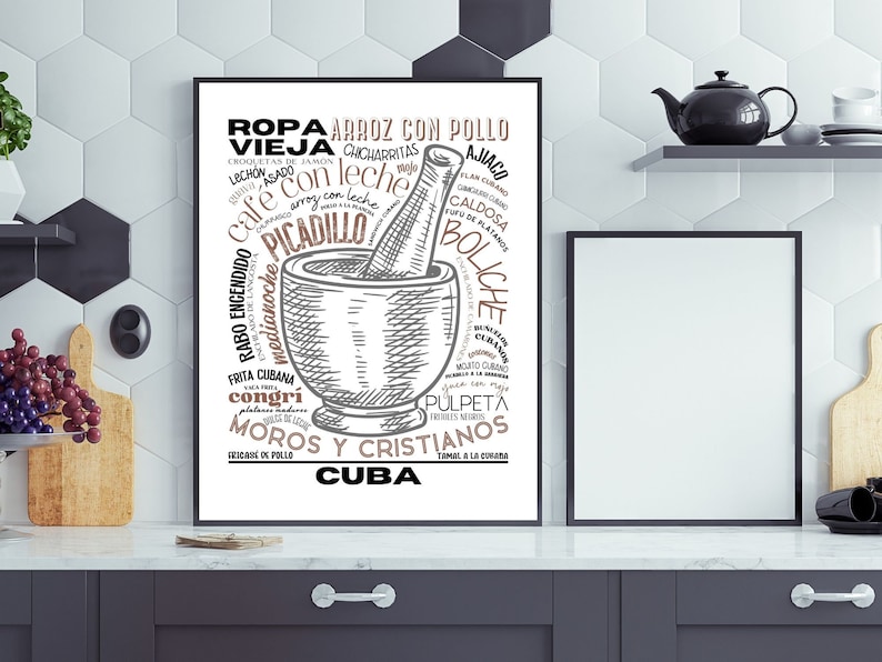 Cuba, Cuban Kitchen Art, Cuban Food Print, Cuban Home Decor, Cuban Wall ...