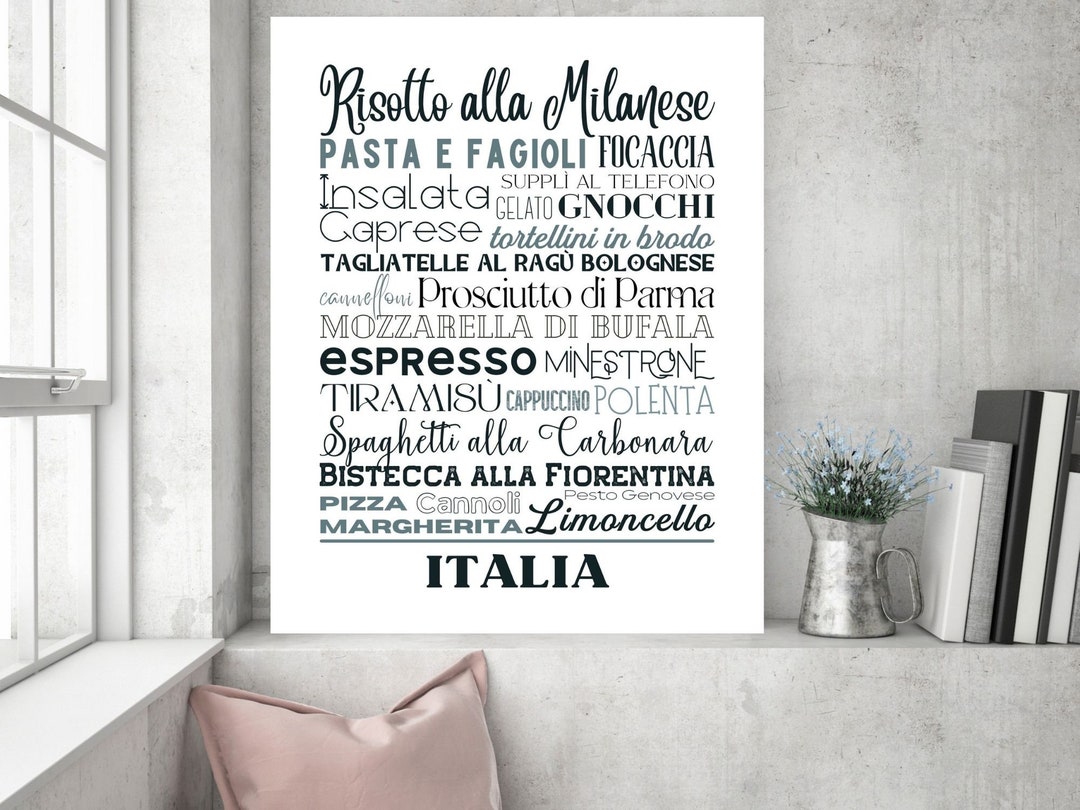 Italia, Italy Kitchen Art, Italy Food Sign Poster, Italian Food Print ...