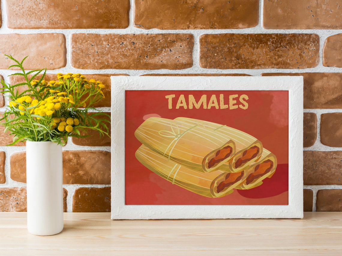 Tamales Print, Arte De Pared, Food Printable, Mexican Print, Mexican ...