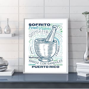 Puerto Rico Kitchen Art, Puerto Rico Food Print, Food Sign, Home Décor ...