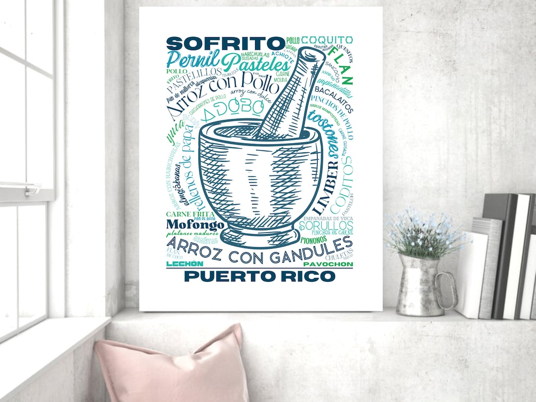 Puerto Rico Kitchen Art, Puerto Rico Food Print, Food Sign, Home Décor ...