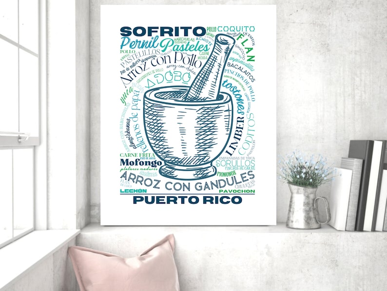 Puerto Rico Kitchen Art Puerto Rico Food Print Food Sign - Etsy