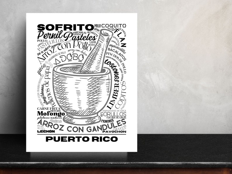 Puerto Rico Kitchen Art Puerto Rico Food Print Food Sign - Etsy