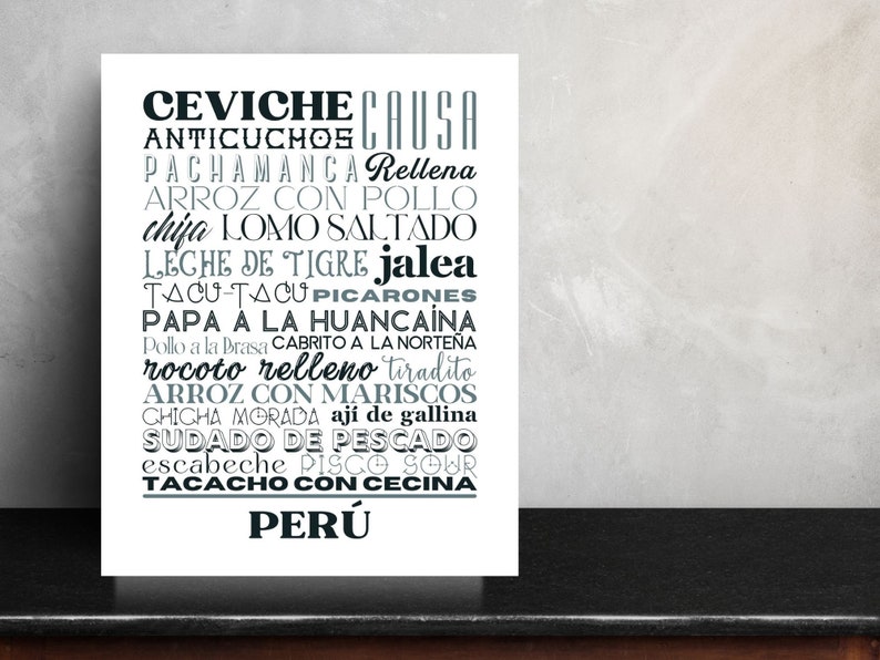 Peru Kitchen Art, Peruvian Food Print, Food Sign, Subway Art, Home ...
