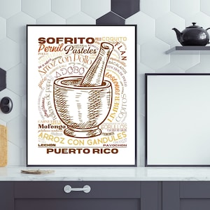 Puerto Rico Kitchen Art, Puerto Rico Food Print, Food Sign, Home Décor ...