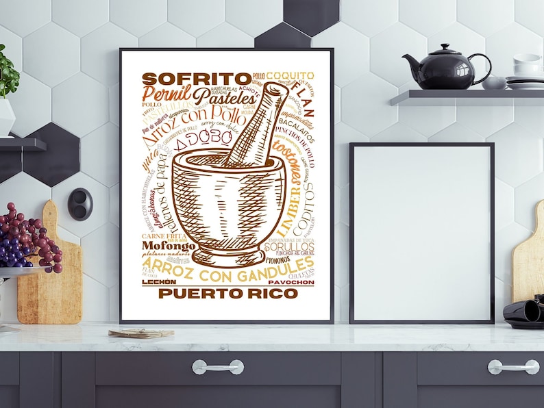 Puerto Rico Kitchen Art Puerto Rico Food Print Food Sign - Etsy