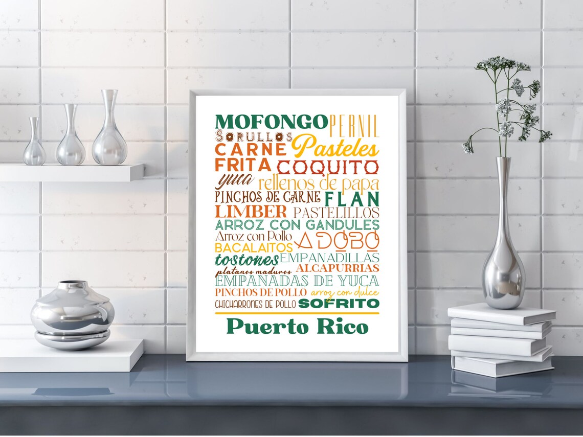 Puerto Rican Food Word Art Sign Poster Puerto Rico Subway - Etsy