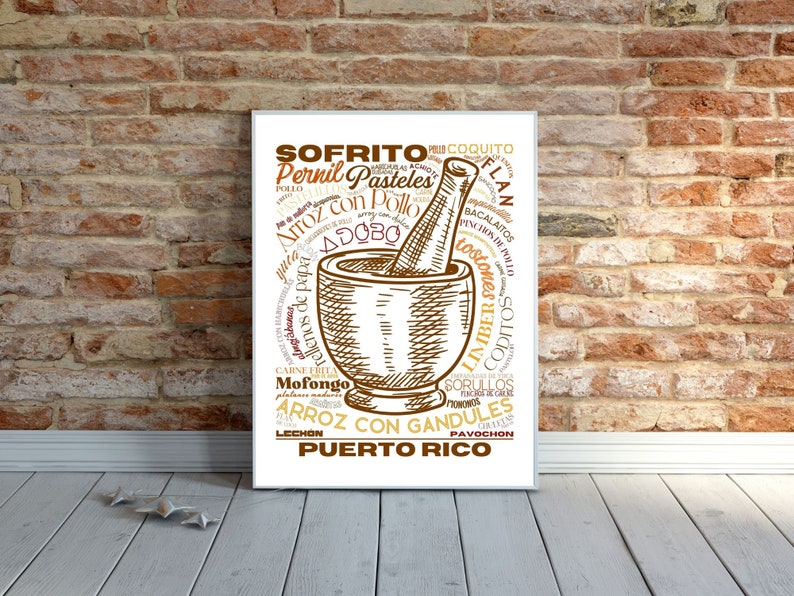 Puerto Rico Kitchen Art Puerto Rico Food Print Food Sign - Etsy