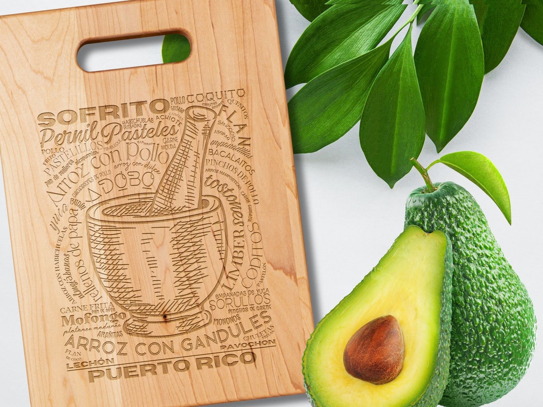 Puerto Rican Food Laser Engraved Maple Kitchen Cutting Board With ...