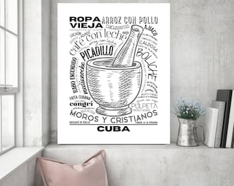 Cuba, Cuban Kitchen Art, Cuba Food Sign, Cuban Food Print, Cuban Home ...