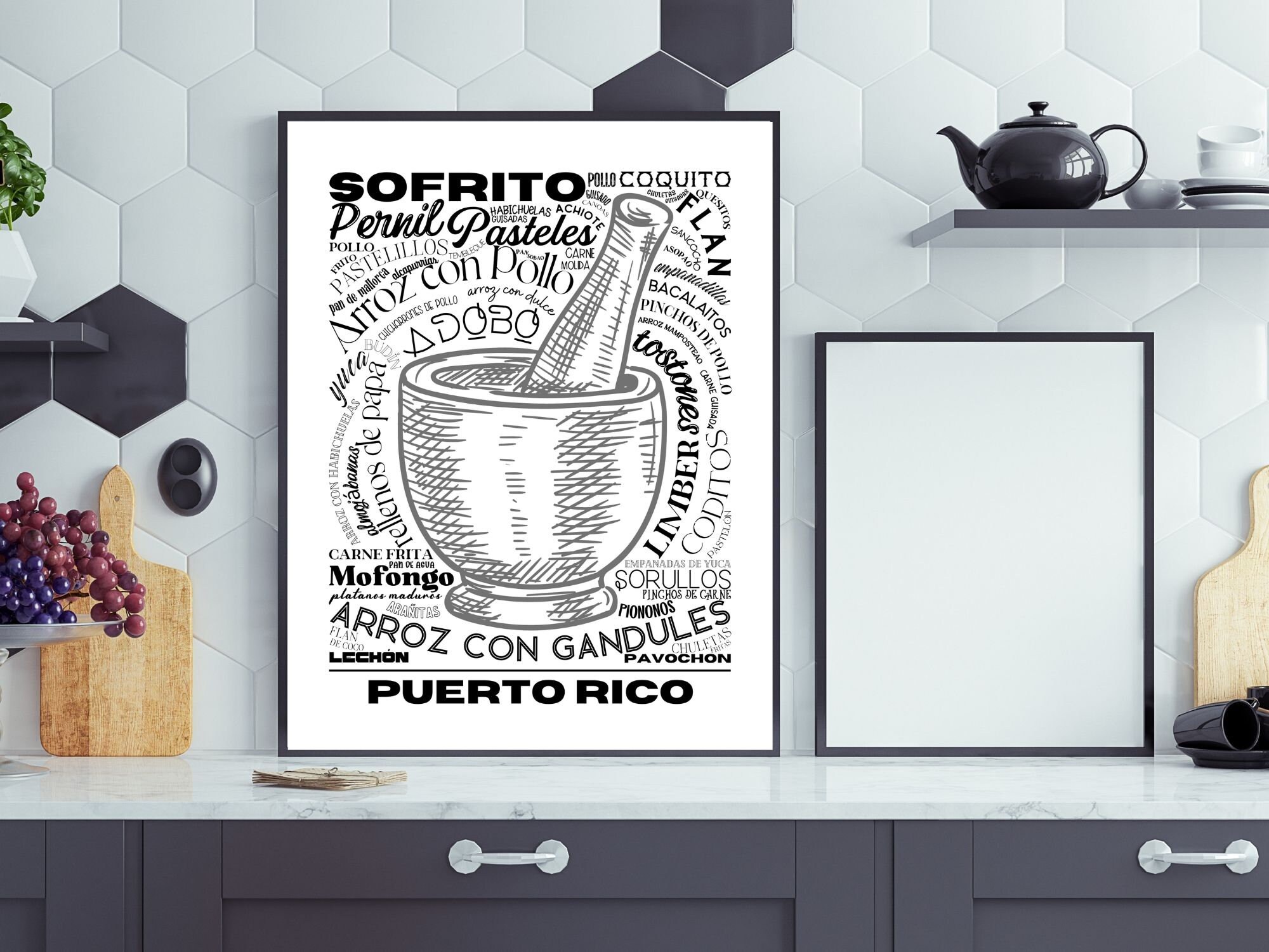 Puerto Rico Kitchen Art Puerto Rico Food Print Food Sign - Etsy