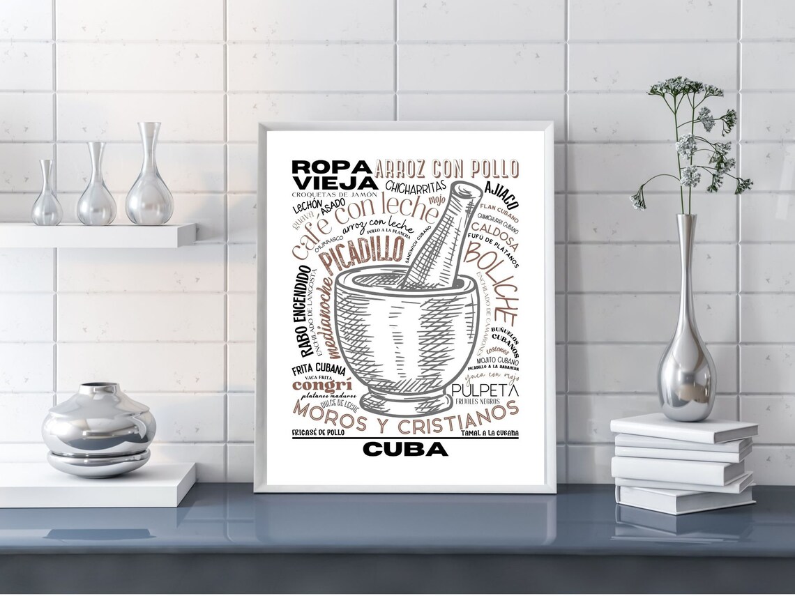 Cuba, Cuban Kitchen Art, Cuban Food Print, Cuban Home Decor, Cuban Wall ...