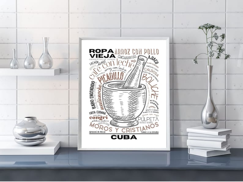 Cuba, Cuban Kitchen Art, Cuban Food Print, Cuban Home Decor, Cuban Wall ...