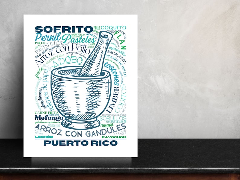 Puerto Rico Kitchen Art Puerto Rico Food Print Food Sign - Etsy
