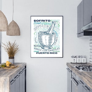 Puerto Rico Kitchen Art, Puerto Rico Food Print, Food Sign, Home Décor ...