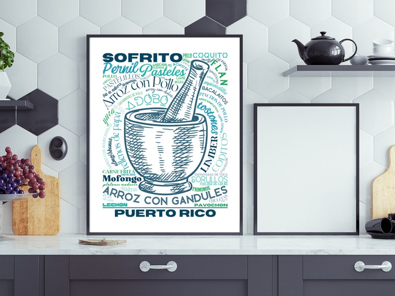 Puerto Rico Kitchen Art Puerto Rico Food Print Food Sign - Etsy