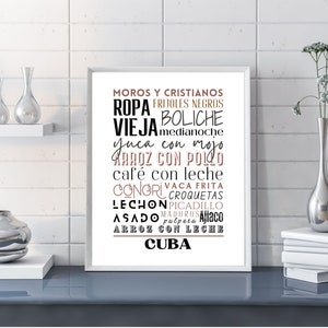 Cuba, Cuban Kitchen Art, Cuba Food Sign, Cuban Food Print, Cuban Home ...