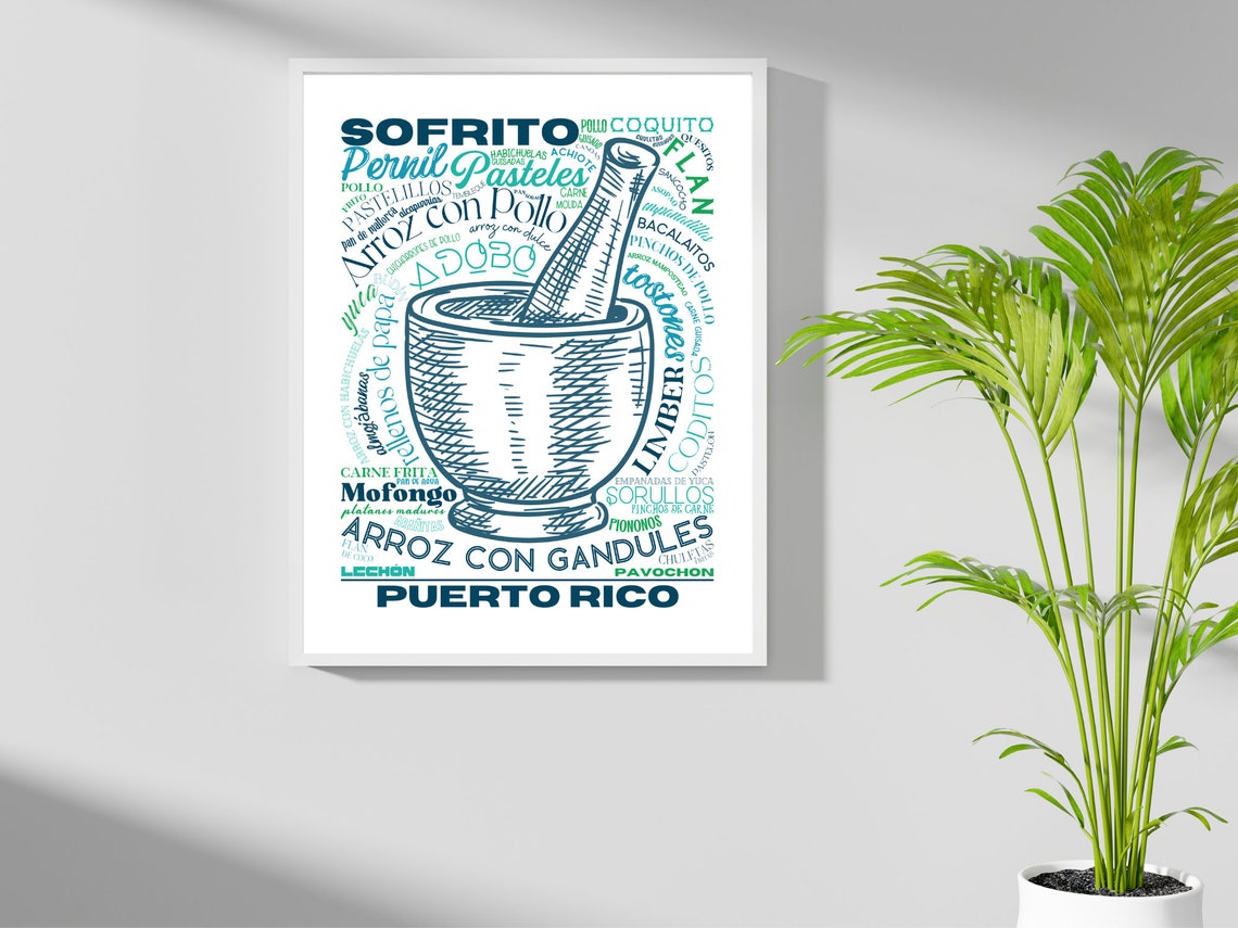 Puerto Rico Kitchen Art Puerto Rico Food Print Food Sign - Etsy
