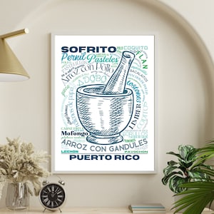 Puerto Rico Kitchen Art, Puerto Rico Food Print, Food Sign, Home Décor ...