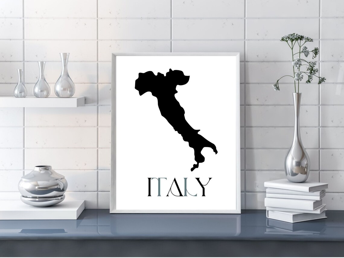 Italy Map Poster Italia Map Italian Peninsula Map Black & - Etsy