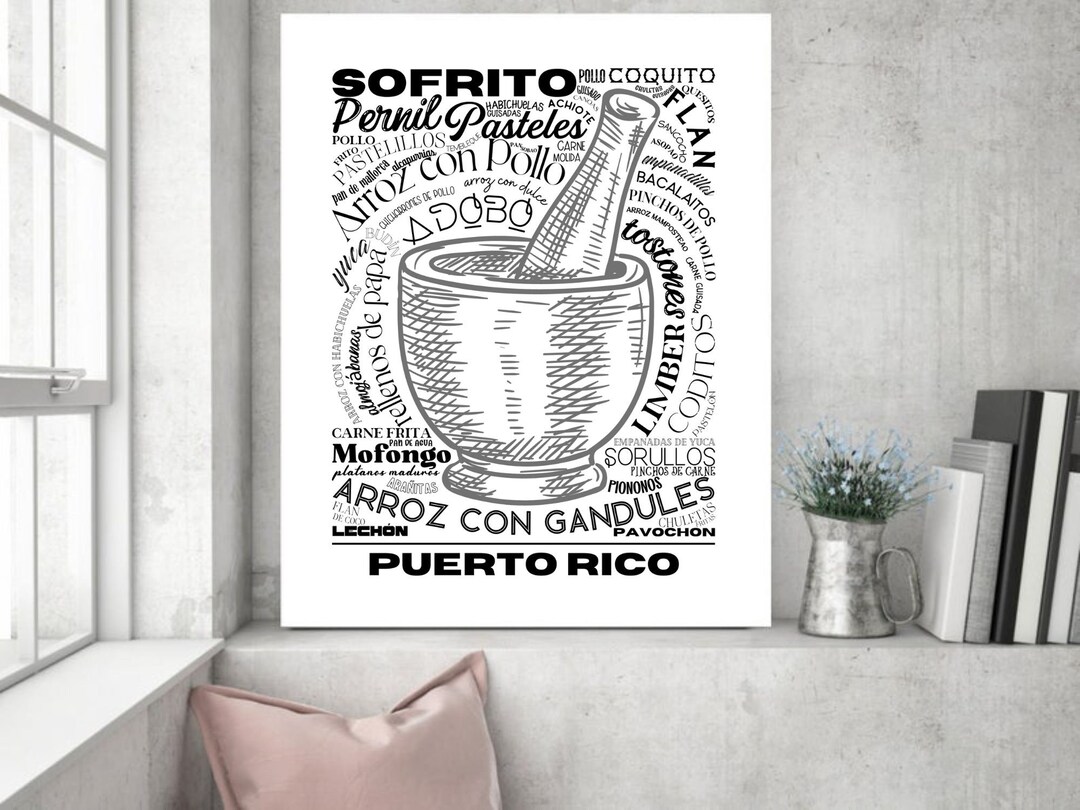 Puerto Rico Kitchen Art, Puerto Rico Food Print, Food Sign, Home Décor ...