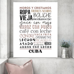 Cuba, Cuban Kitchen Art, Cuba Food Sign, Cuban Food Print, Cuban Home ...
