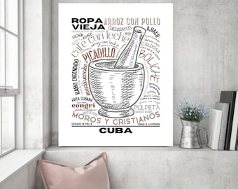 Cuba, Cuban Kitchen Art, Cuba Food Sign, Cuban Food Print, Cuban Home ...