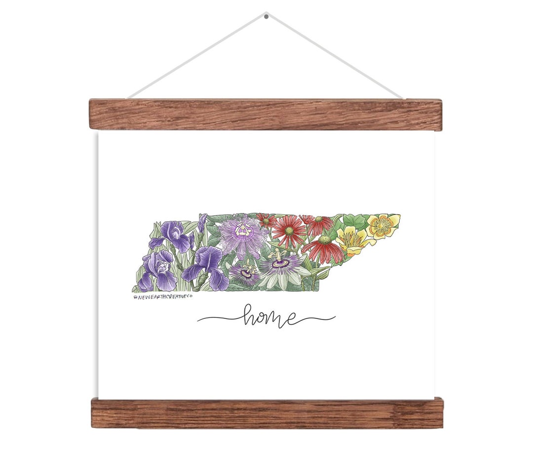 Tennessee Illustration, Art Print, State Art, State Flowers, Tennessee ...