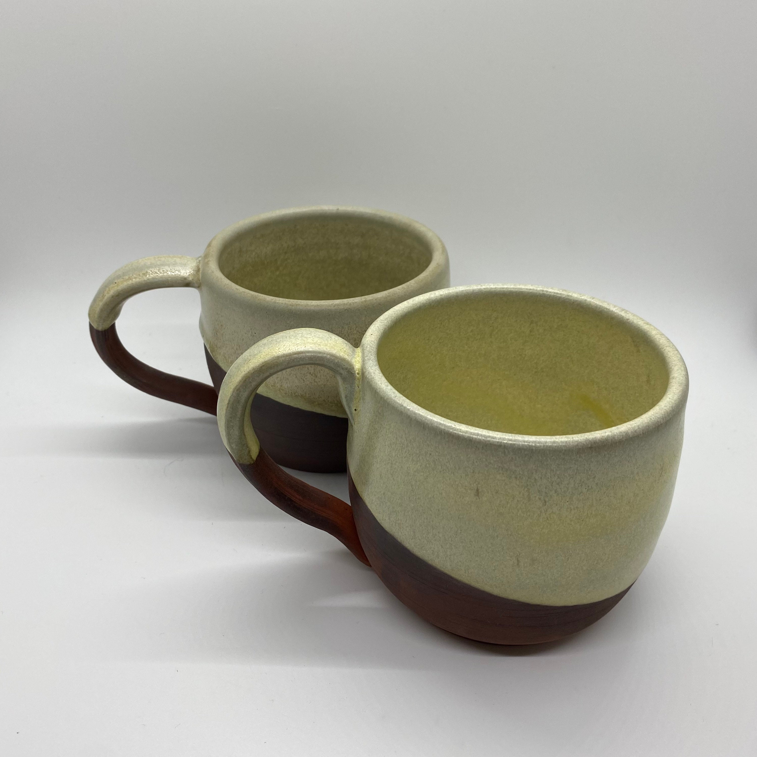 One Hand Thrown Stoneware Red Clay Mug With Tan Glaze, Raw Work Mug ...
