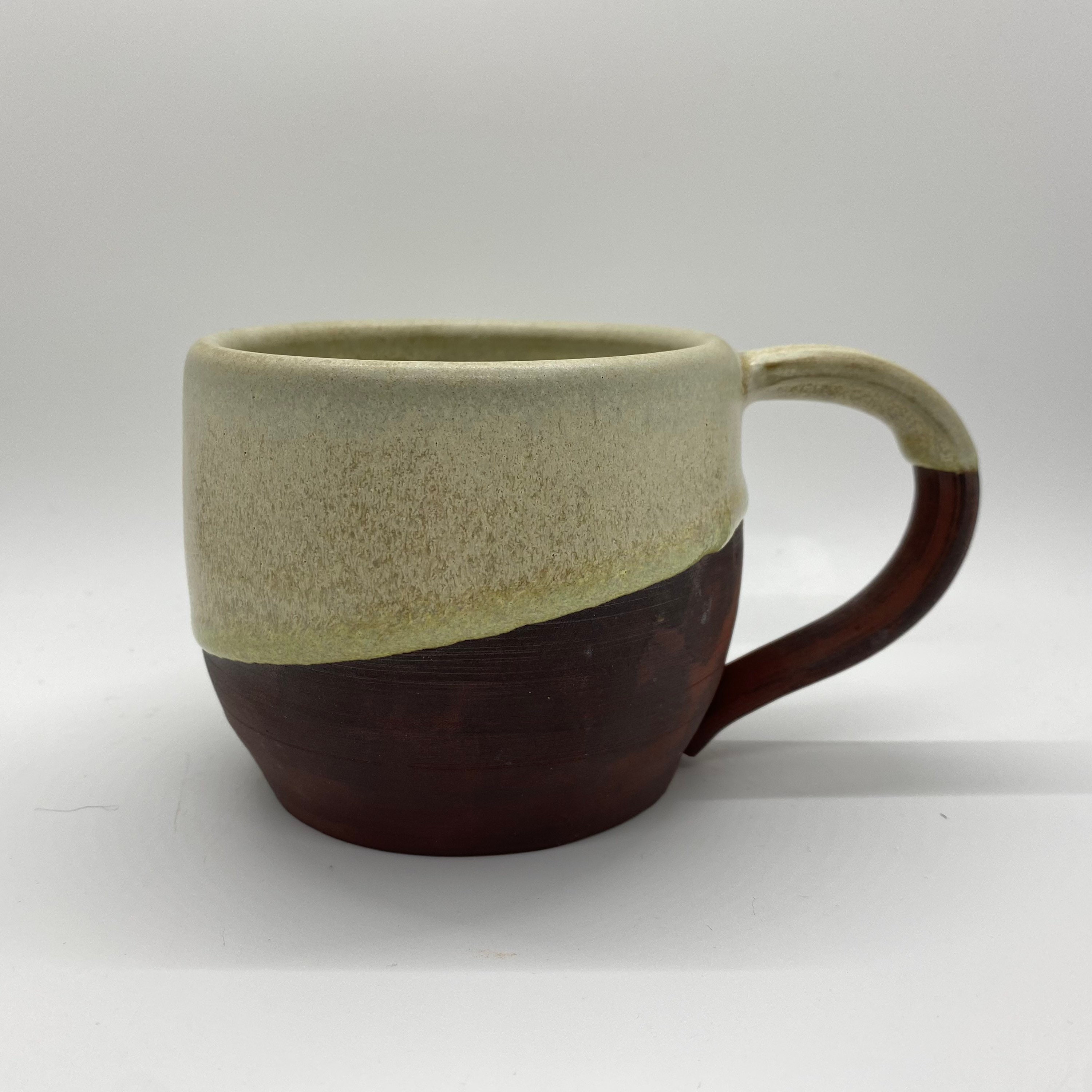 One Hand Thrown Stoneware Red Clay Mug With Tan Glaze, Raw Work Mug ...
