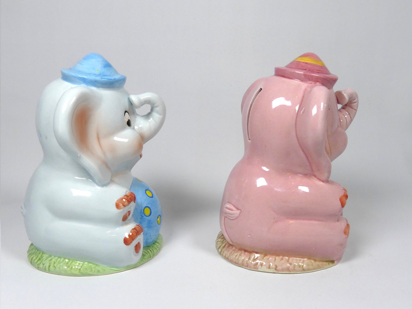 Elephant Piggy Banks - Pair of Vintage Elephant Coin Banks - Hand ...