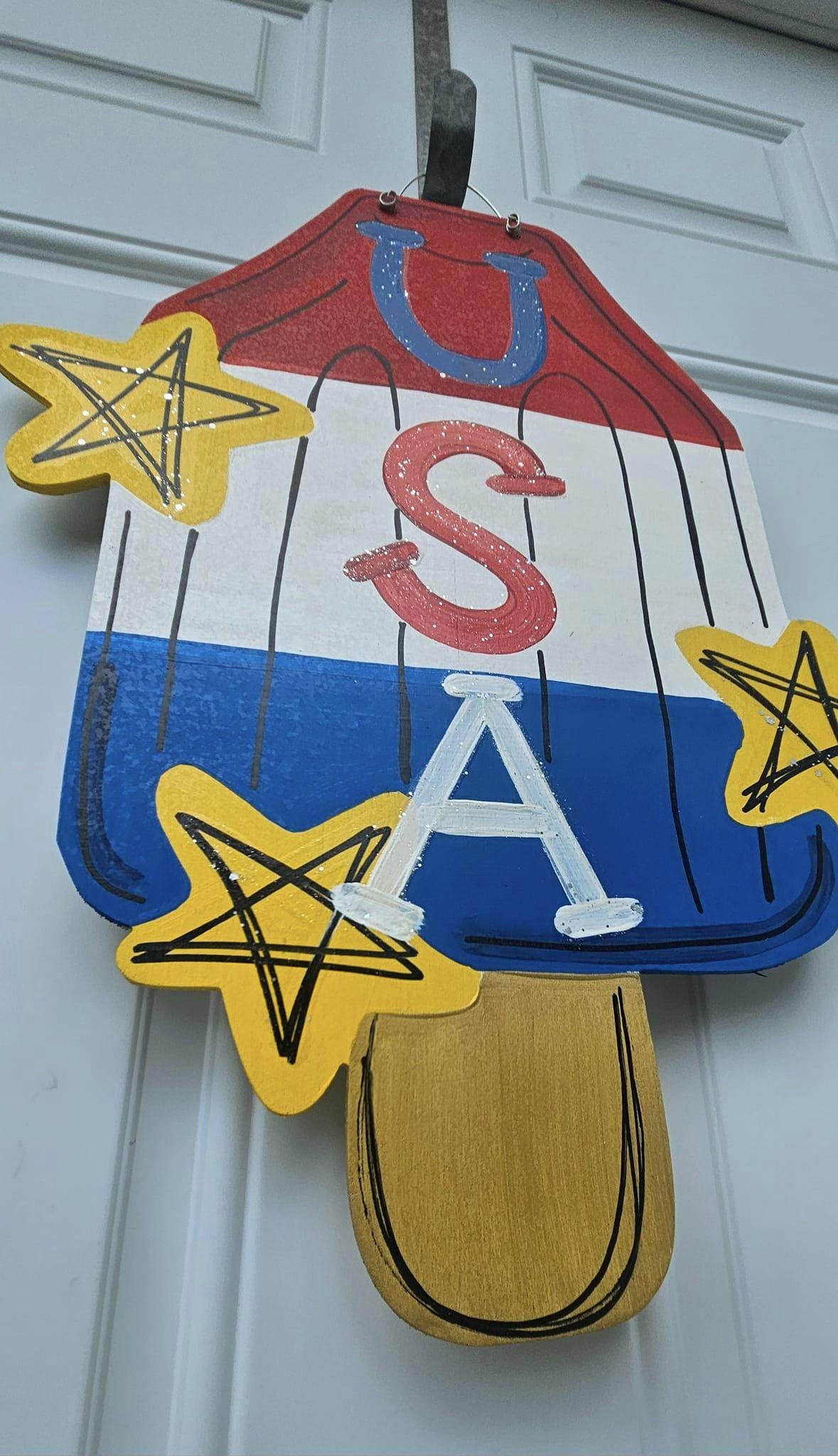 Bomb Pop USA Patriotic Door Hanger - Etsy